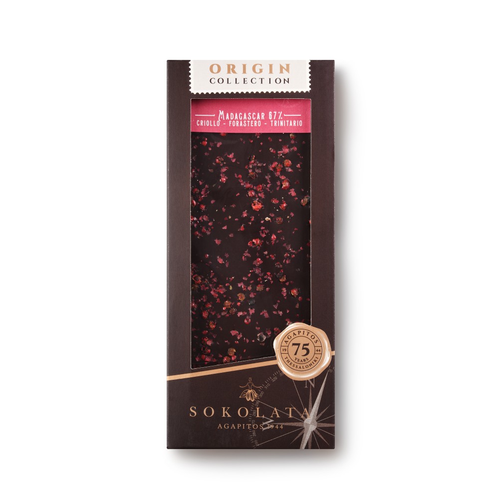 Chocolat noir artisanal de Madagascar 67% cacao au poivre rose ...