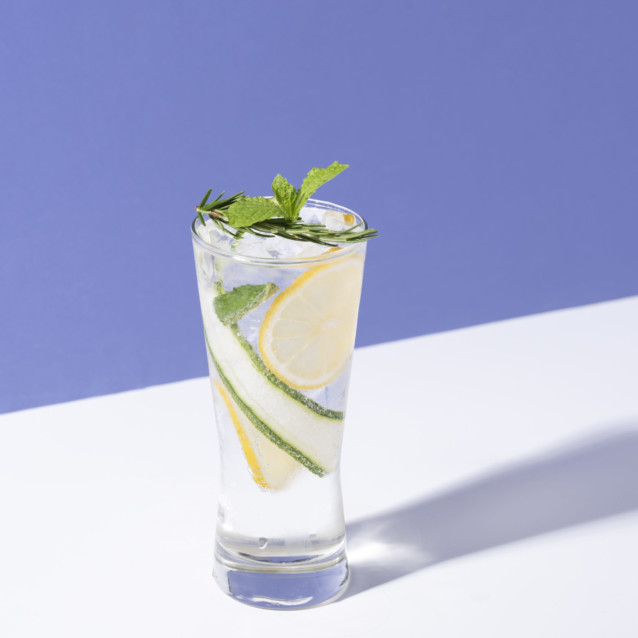 Mastiqua with cucumber , sparkling water with mastic - Poupadou