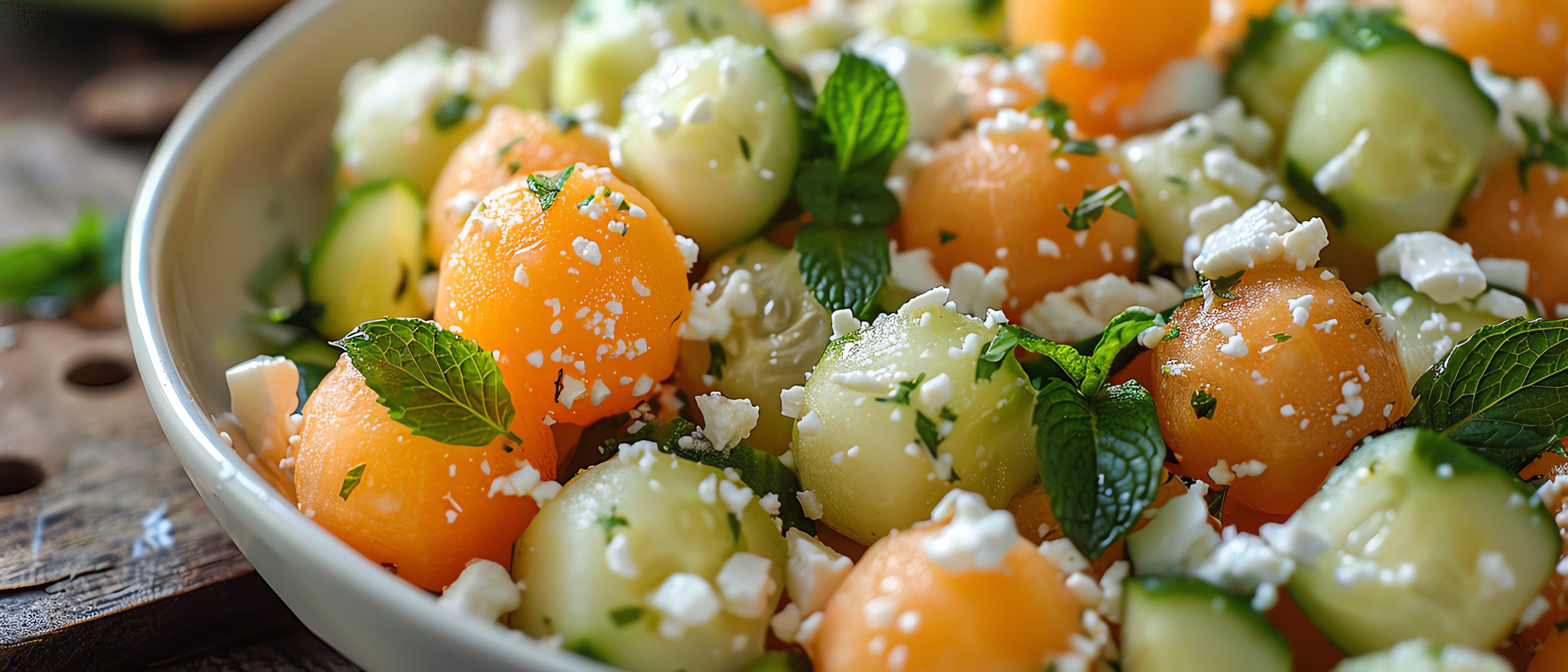 Cucumber, melon and feta salad - Poupadou